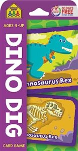 school zone - dino dig card game - ages 4+, preschool to kindergarten, dinosaurs, dinosaur names, counting, matching, vocabulary, and more (school zone game card series)