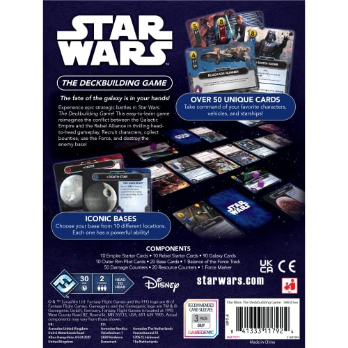 Star Wars: The DeckBuilding Game | Strategy Card Game | Head-to-Head Tactical Battle Game for Adults and Kids | Ages 14+ | 2 Players | Average Playtime 30 Minutes | Made by Fantasy Flight Games