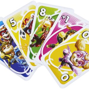 Mattel Games UNO Junior Paw Patrol: The Mighty Movie Kids Card Game for Family Night Featuring 3 Levels of Play