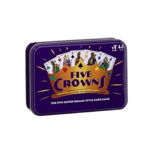 five crowns collectible tin — rummy-style card games — game night favorite for adults, families, and kids — for ages 8 and up