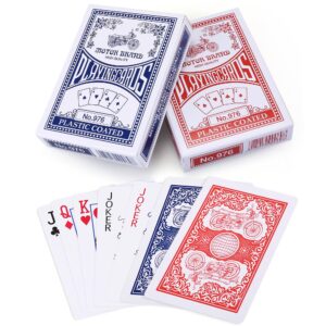 lotfancy playing cards, 2 pack, decks of cards, poker size standard index, for blackjack, euchre, canasta card game, casino grade poker cards, blue and red