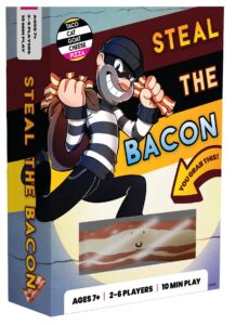 steal the bacon card game - by taco cat goat cheese pizza – fun family games for kids and adults – who doesn’t love bacon? easy to learn & great gift for kids ages 8+