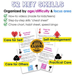 52 Essential Life Skills: No-Excuses Game to Teach Kids, Teens & Adults How To Care for Self & Chores, Practical Solution by Harvard Educator for Responsible Boys, Confident Girls, Happy Family