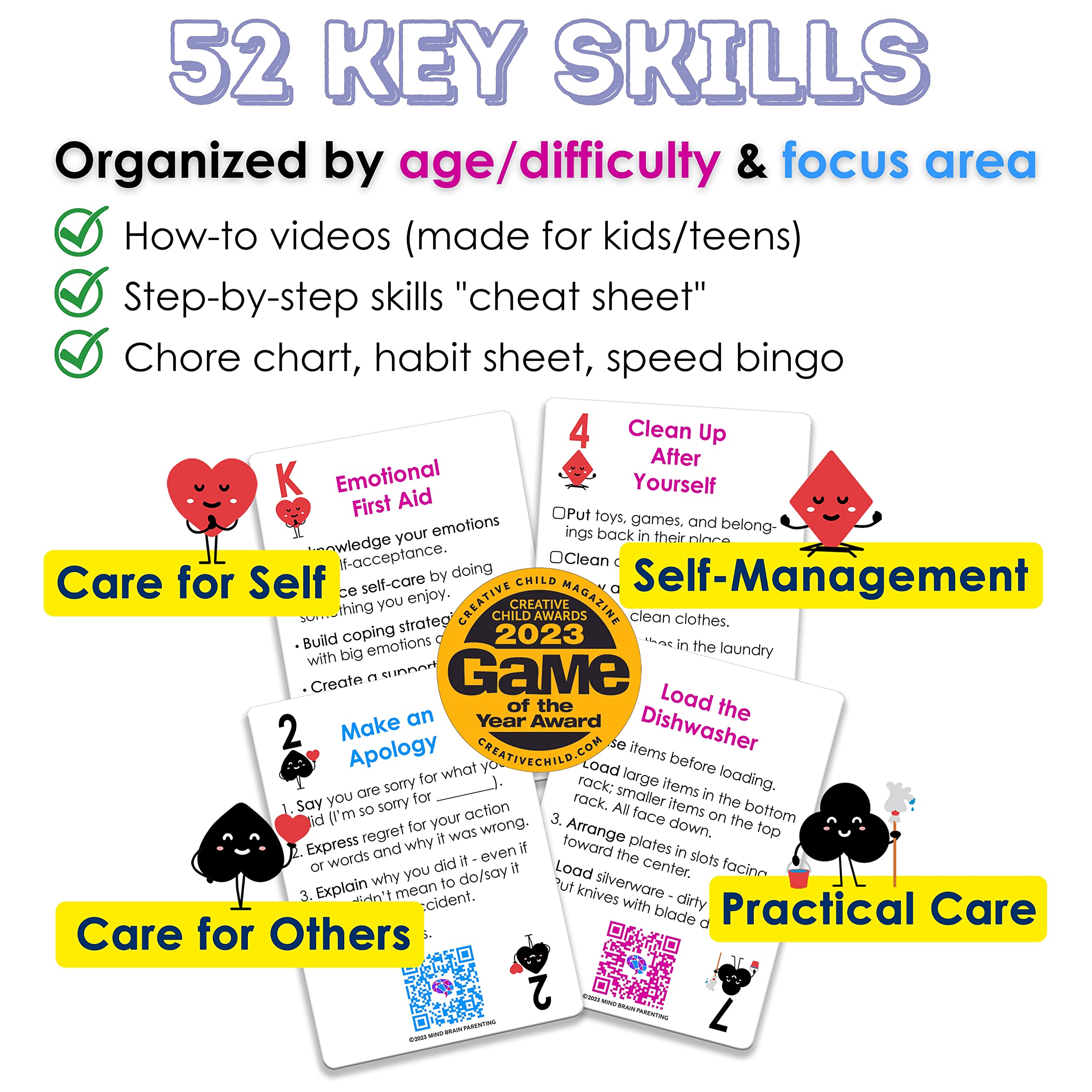 52 Essential Life Skills: No-Excuses Game to Teach Kids, Teens & Adults How To Care for Self & Chores, Practical Solution by Harvard Educator for Responsible Boys, Confident Girls, Happy Family