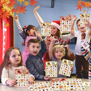 VESPRO 46PCS Thanksgiving Bingo Game Cards for 30 Players Thanksgiving Day Party Games Fall Bingo for Kids Party Classroom Activities