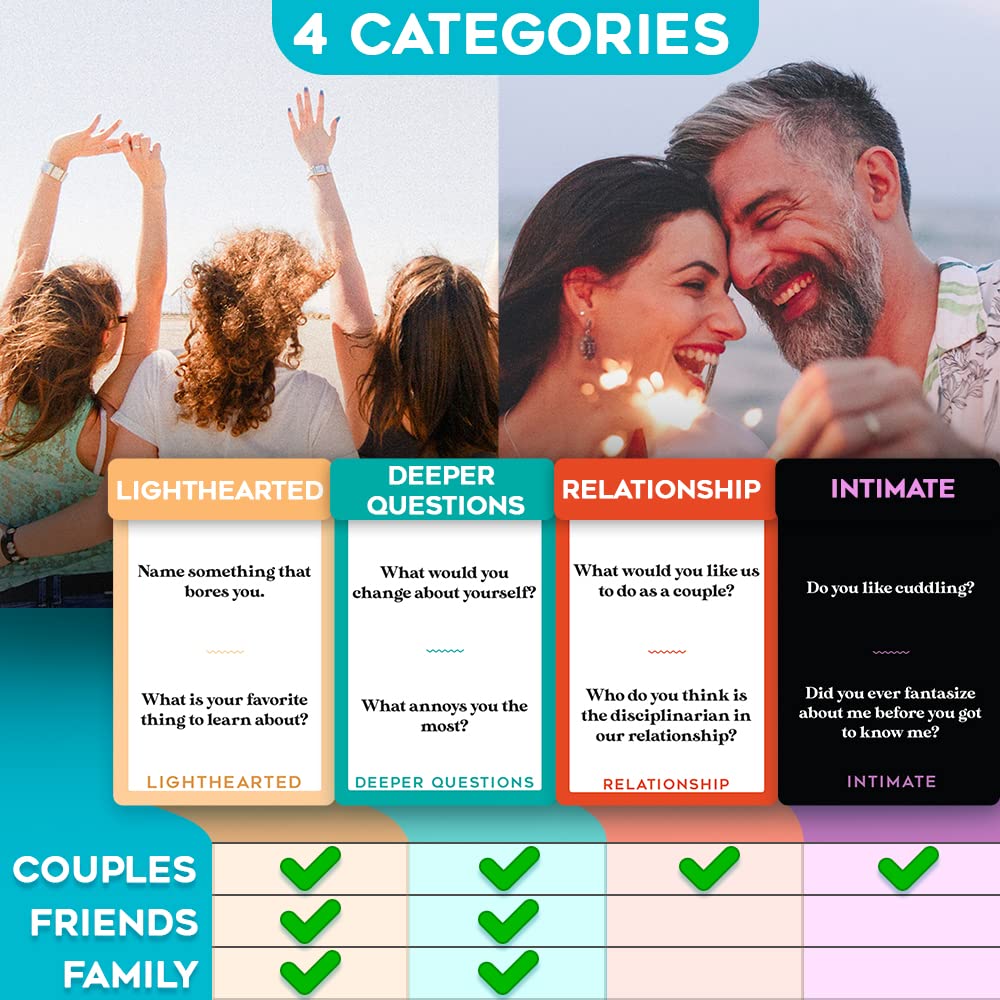 400 Questions for Couples, Family, Friends - Conversation Cards for Relationship Building - Intimate Date Night or Fun Family Activity for Adults - Deep, Intimacy Deck - Card Game to Start Talking