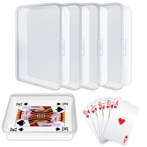 iokuki 4 pcs blank playing card case, clear card deck box, plastic playing game card storage box holder for bank card, business card, game card, ptcg cards