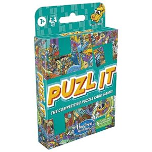 Hasbro Gaming Puzl It Game, Competitive Puzzle Card Game for Ages 7 and Up, Kids Game, Family Game for 2 to 6 Players, Pizza Party Theme, Puzzle Games