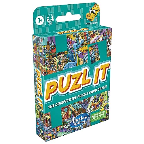 Hasbro Gaming Puzl It Game, Competitive Puzzle Card Game for Ages 7 and Up, Kids Game, Family Game for 2 to 6 Players, Pizza Party Theme, Puzzle Games