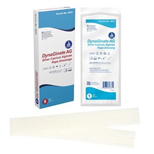 dynarex dynaginate ag silver calcium alginate rope dressings - ¾"x12", calcium alginate wound dressing with silver ions, 1 box of 5 dynaginate ag silver calcium alginate rope dressings - ¾"x12".