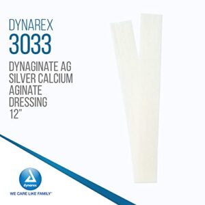 Dynarex DynaGinate AG Silver Calcium Alginate Rope Dressings - ¾"x12", Calcium Alginate Wound Dressing with Silver Ions, 1 Box of 5 DynaGinate AG Silver Calcium Alginate Rope Dressings - ¾"x12".