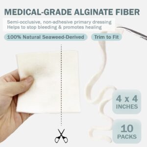 EVERLIT Calcium Alginate Wound Dressing | Gentle, Non-Stick Sterile Dressing Pad | Soft and Highly Absorbent Bandage with Soothing Gel Matrix (Pack of 20)