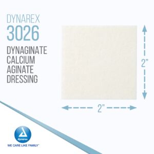 Dynarex DynaGinate Calcium Alginate Wound Dressing - Sterile, Non-Stick Topical Wound Pads - Absorbent Gel Patches for Moderate to High Exuding Cuts - for Medical & Home Use - 2"x 2", Box of 10