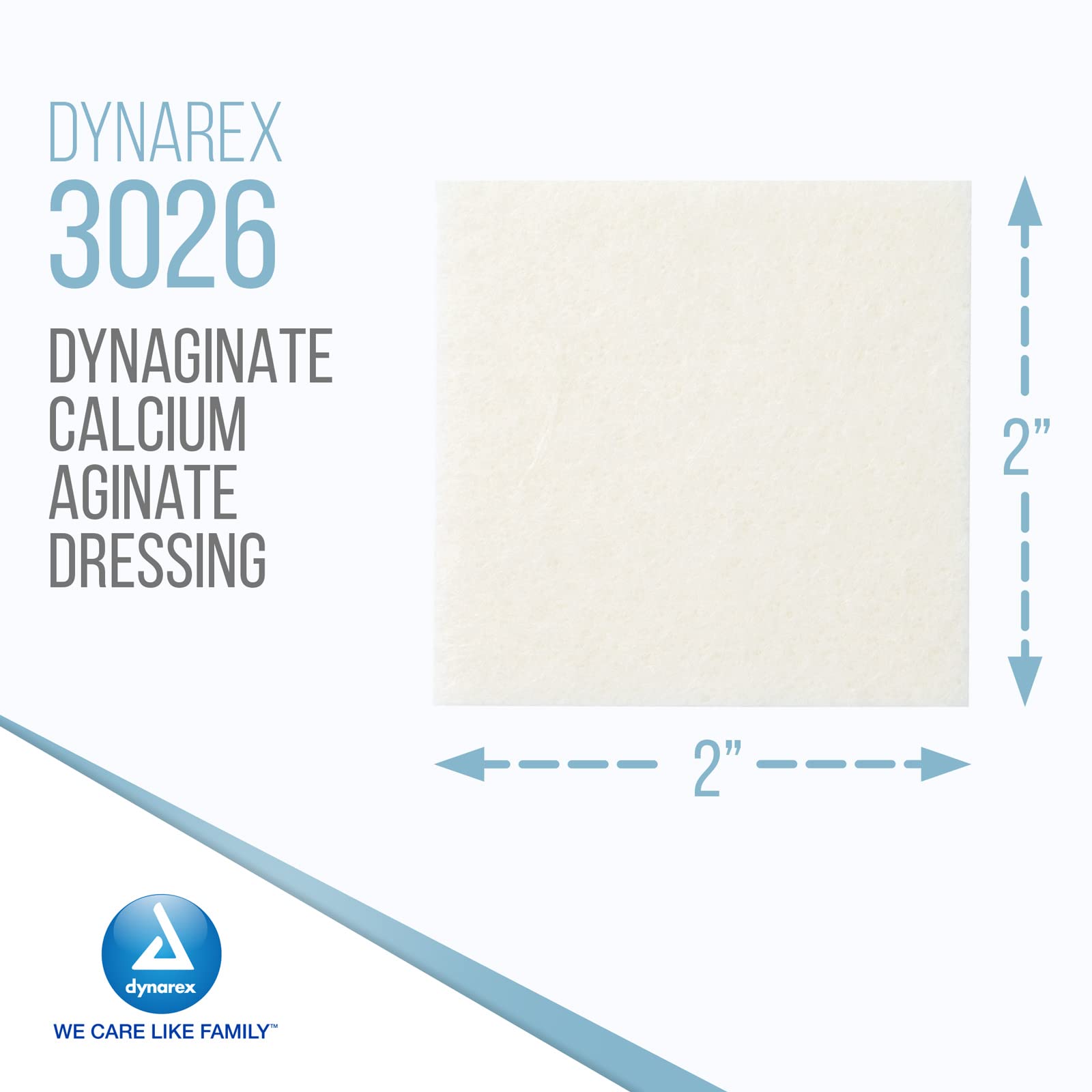 Dynarex DynaGinate Calcium Alginate Wound Dressing - Sterile, Non-Stick Topical Wound Pads - Absorbent Gel Patches for Moderate to High Exuding Cuts - for Medical & Home Use - 2"x 2", Box of 10