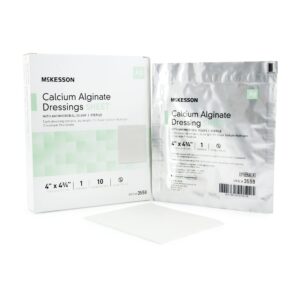 mckesson calcium alginate dressing with antimicrobial silver, sterile gauze pads, 4 in x 4 3/4 in, 10 count