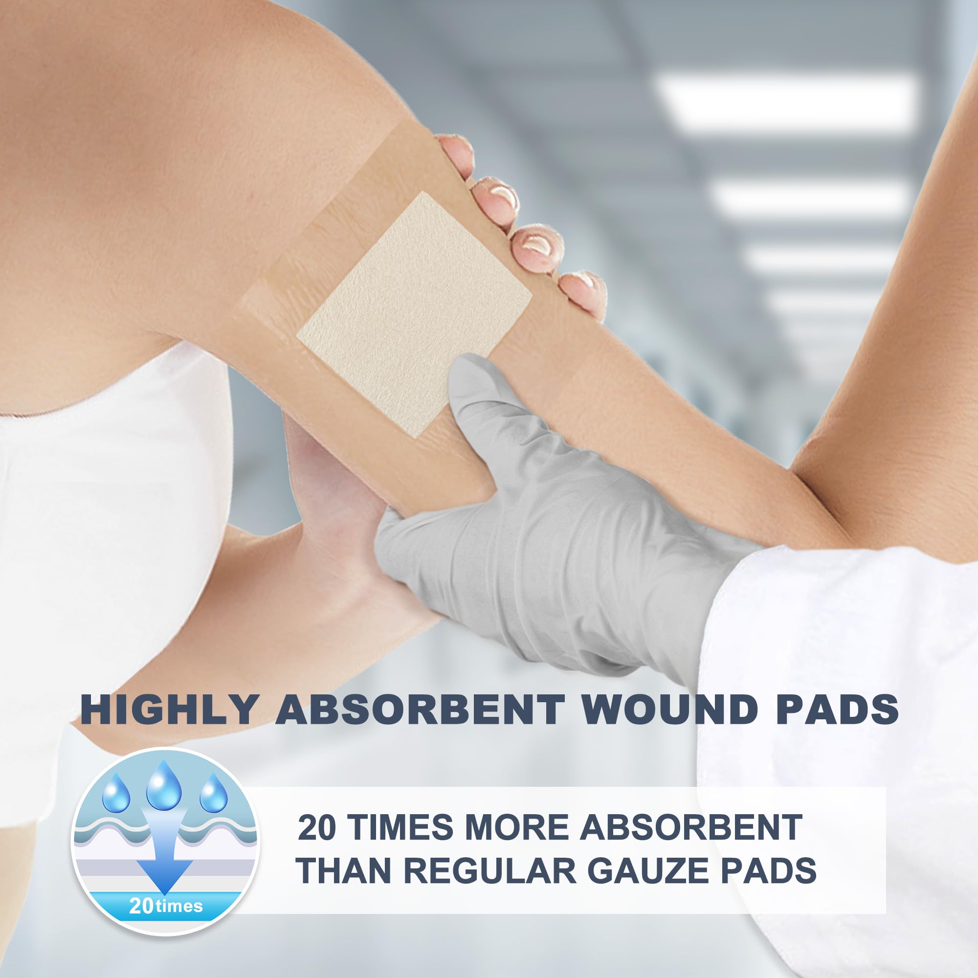 LotFancy Calcium Alginate Wound Dressing Pads, 4"x 4" Patches, 10 Pack, Non-Stick Padding, Highly Absorbent Dressing, Soft Comfortable Medical Wound Dressing for Skin Healing Support