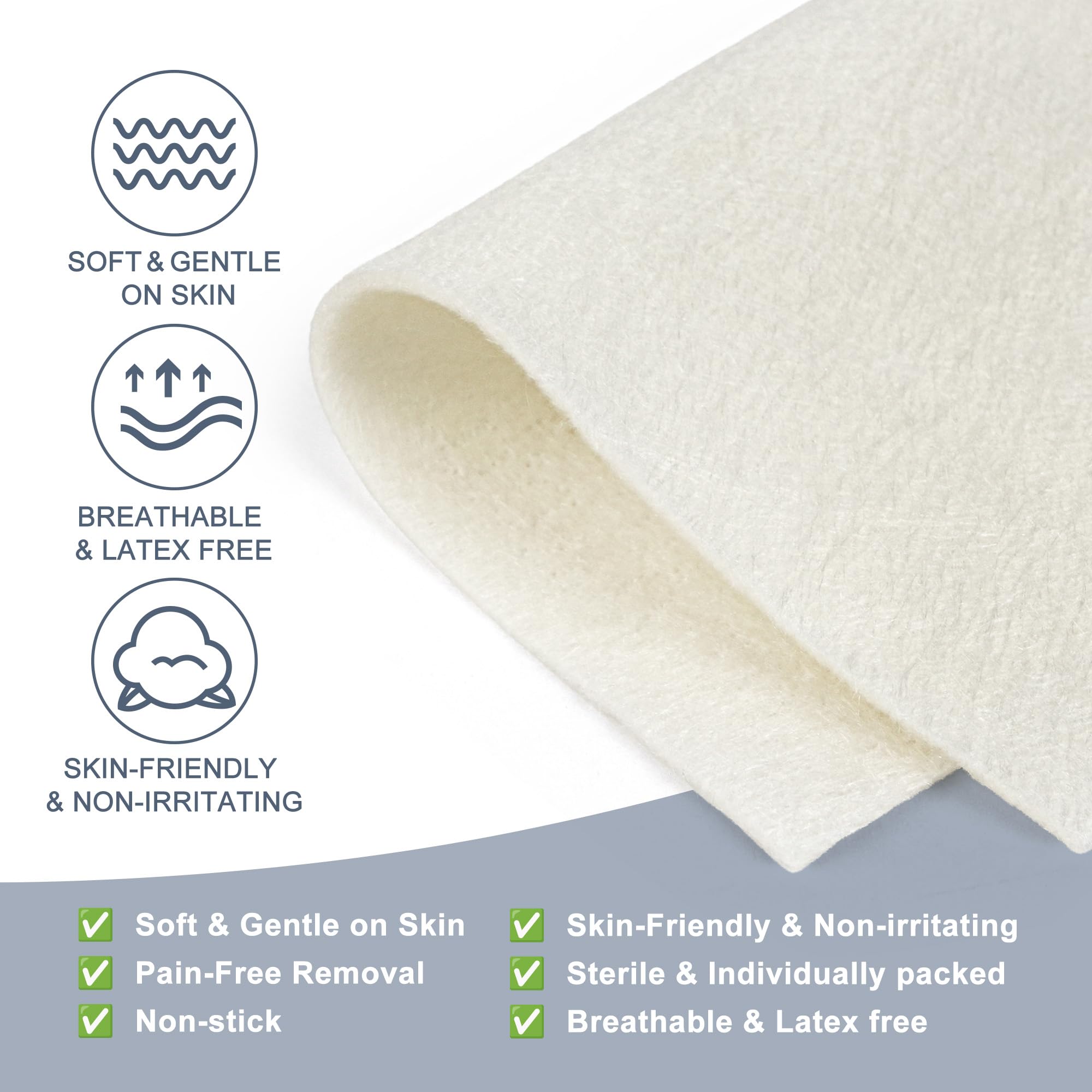 LotFancy Calcium Alginate Wound Dressing Pads, 4"x 4" Patches, 10 Pack, Non-Stick Padding, Highly Absorbent Dressing, Soft Comfortable Medical Wound Dressing for Skin Healing Support