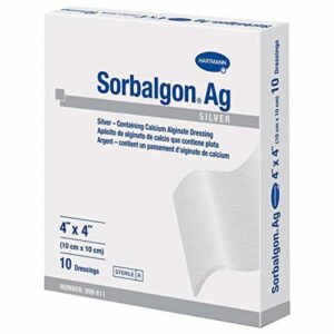 hartmann 999611 sorbalgon silver calcium alginate dressing, sterile, latex free, 4" length, 4" width (pack of 10)