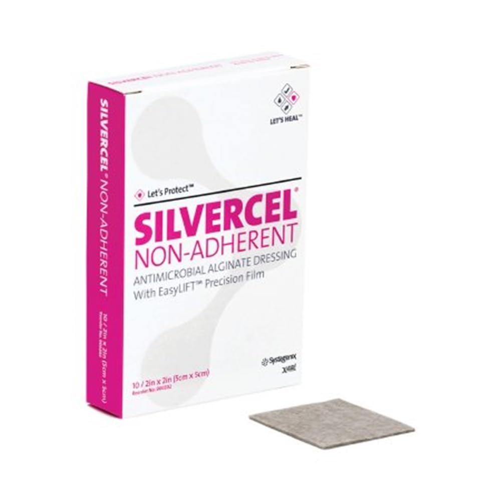 Systagenix Wound Management 53800202 Silvercel Antimicrobial Alginate Dressing 2 X 2,Systagenix Wound Management - Carton 10