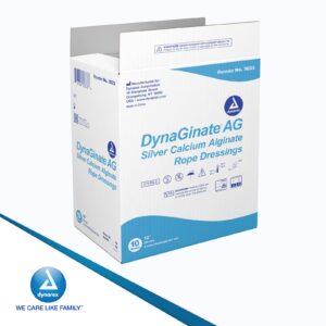 Dynarex DynaGinate AG Silver Calcium Alginate Dressing, Soothing Dressings for Advanced Wound Care, 1/4” x 12” Rope, 10 Boxes of 5 Dressings