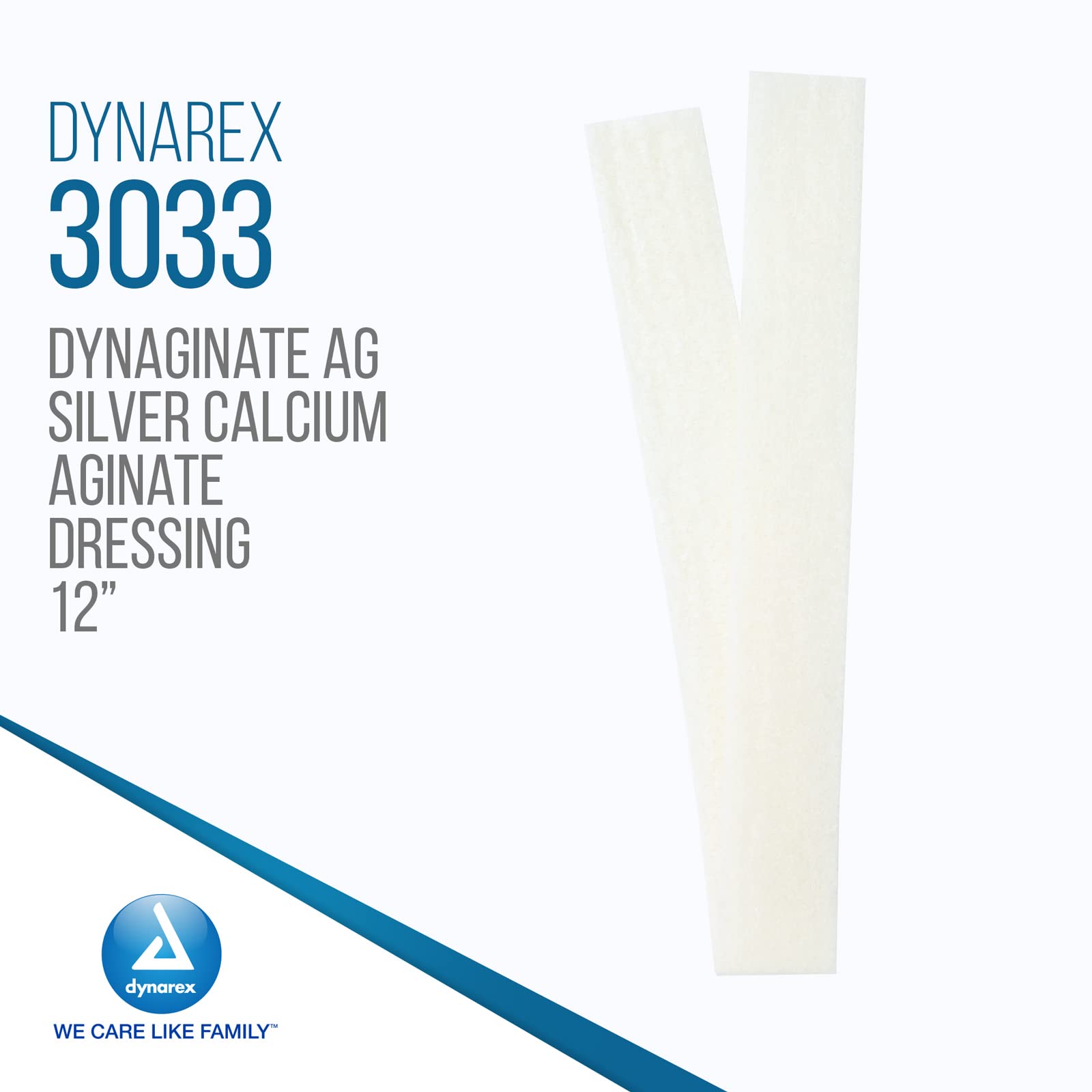 Dynarex DynaGinate AG Silver Calcium Alginate Dressing, Soothing Dressings for Advanced Wound Care, 1/4” x 12” Rope, 10 Boxes of 5 Dressings