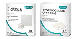 dimora calcium alginate wound dressing, 4'' x 4'' patches & hydrocolloid dressing 4'' x 4'', sterile self-adhesive patches