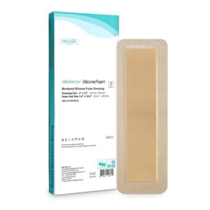 medvancetm silicone - bordered silicone adhesive foam dressing size 4"x 12" (2.4"x10.4" pad) box of 5 dressings