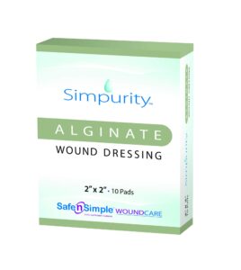 calcium alginate wound dressing 4" x 8" -simpurity- individual thick pads antimicrobial alginate dressing fiber padding medical wound care products for bed sore-pressure sore-leg ulcer-diabetic foot