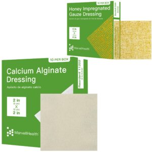 marvellhealth calcium alginate dressing & honey impregnated gauze dressing, soft & conformable