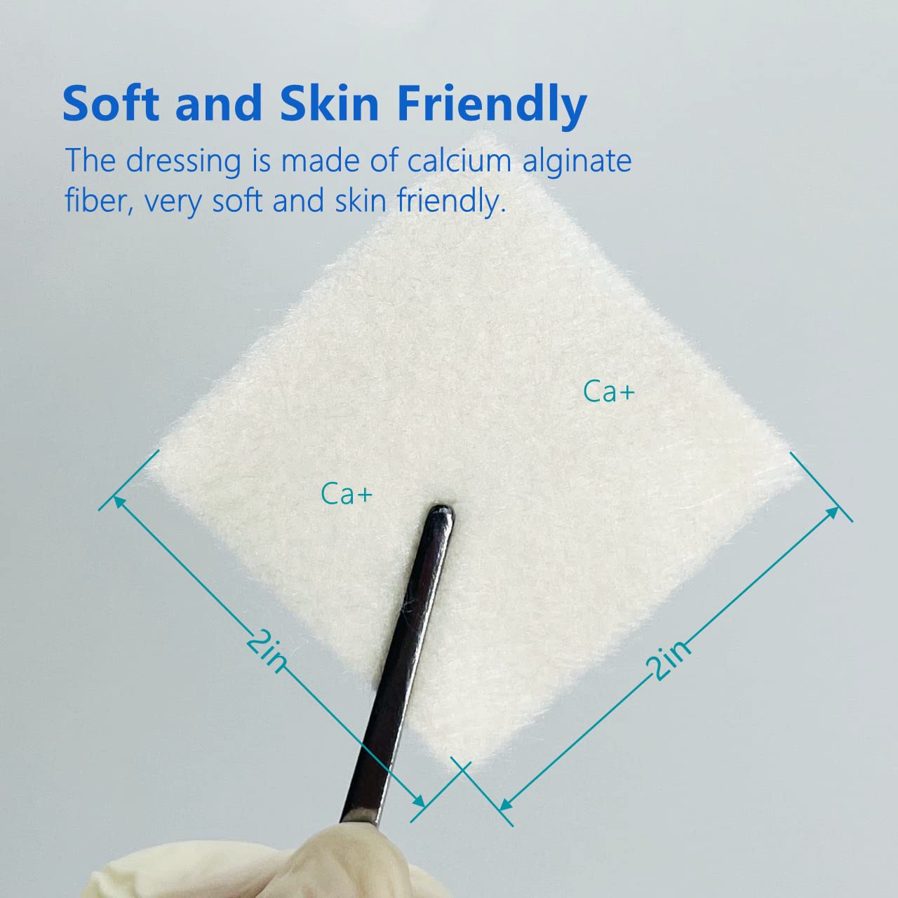 Algitocare Calcium Alginate Wound Dressing 4"x4" with 2"x2" with 0.8"x12"