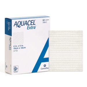 convatec aquacel extra hydrofiber wound dressing, size 4" x 5" 10/box