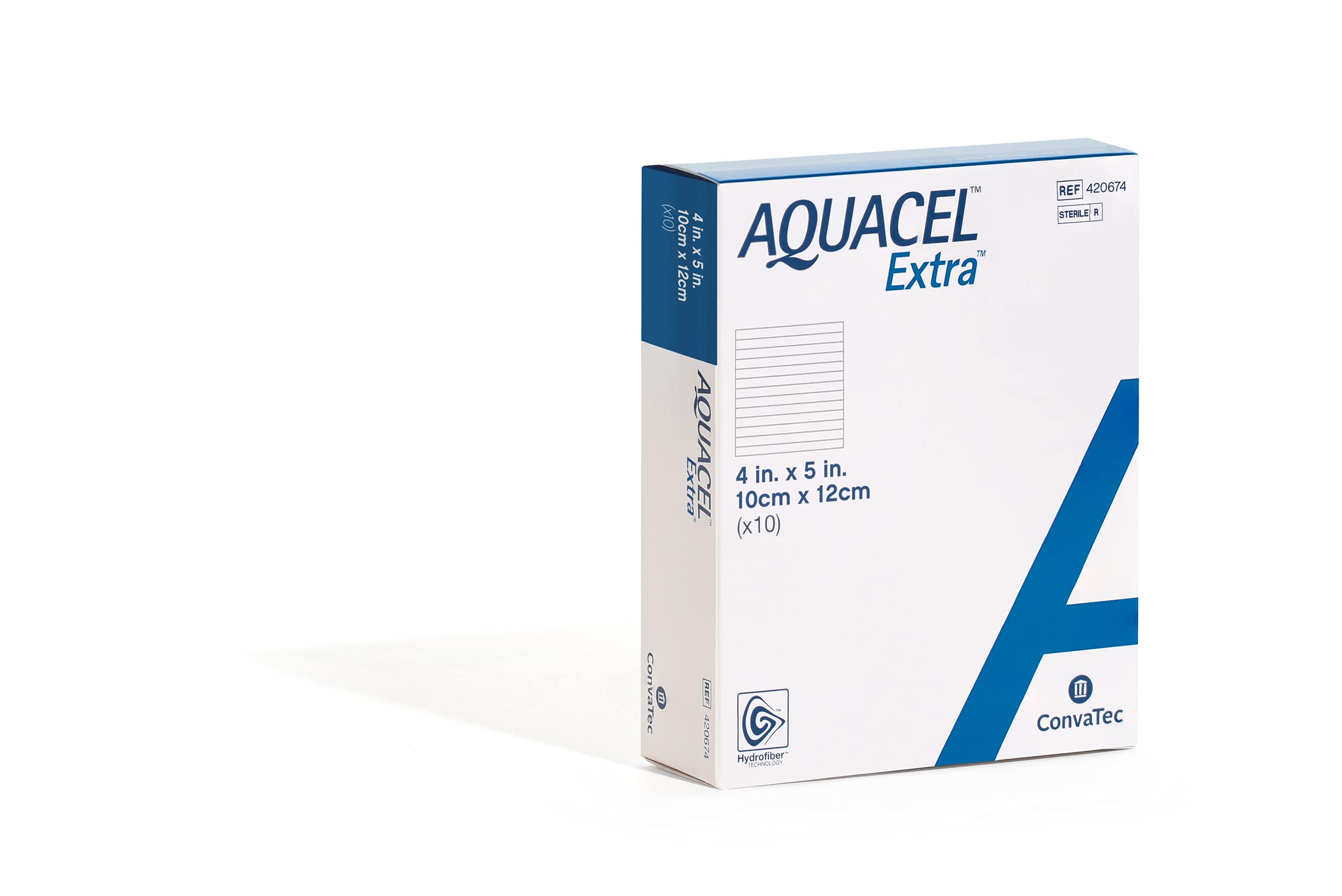 ConvaTec Aquacel Extra Hydrofiber Wound Dressing, Size 4" X 5" 10/Box