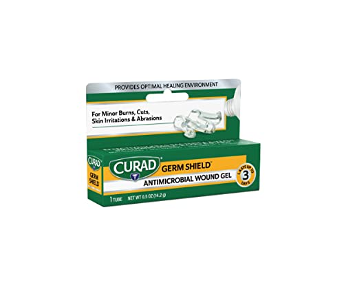 Curad Germ Shield Antimicrobial Wound Gel 0.5 Ounces (Pack of 3), for Topical Cuts, Wounds, Diabetic Sores, MRSA, Bacteria, Fungus, Yeast