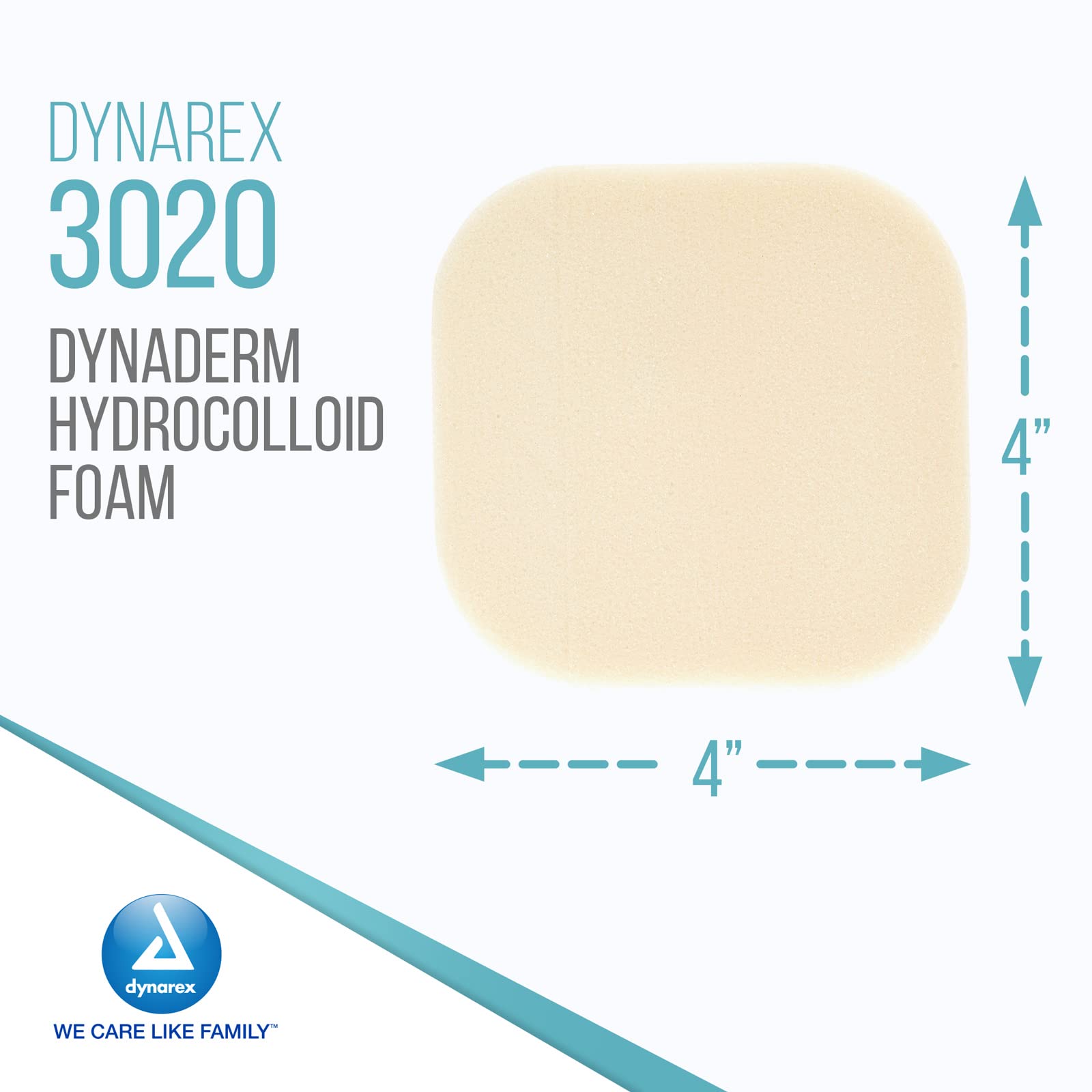 Dynarex DynaDerm Hydrocolloid Dressings, Sterile Moist Bandages Used for All Kinds of Wounds, 4" x 4", Foam & Latex-Free, Peel-Down Patches - 1 Box of 5 Dressings