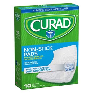 curad medium non-stick pads 3 inches x 4 inches 10 each (pack of 4)