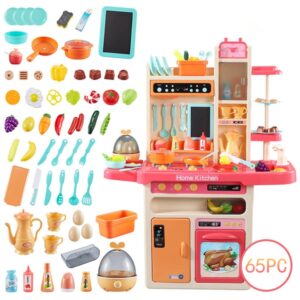 JAWM Kitchen Playset with Real Cooking and Water Boiling Sounds Gifts for Kids Girls Boys