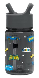 simple modern dc comics batman kids water bottle plastic bpa-free tritan cup with leak proof straw lid | reusable and durable for toddlers, girls | summit collection | 12oz, batman pow!