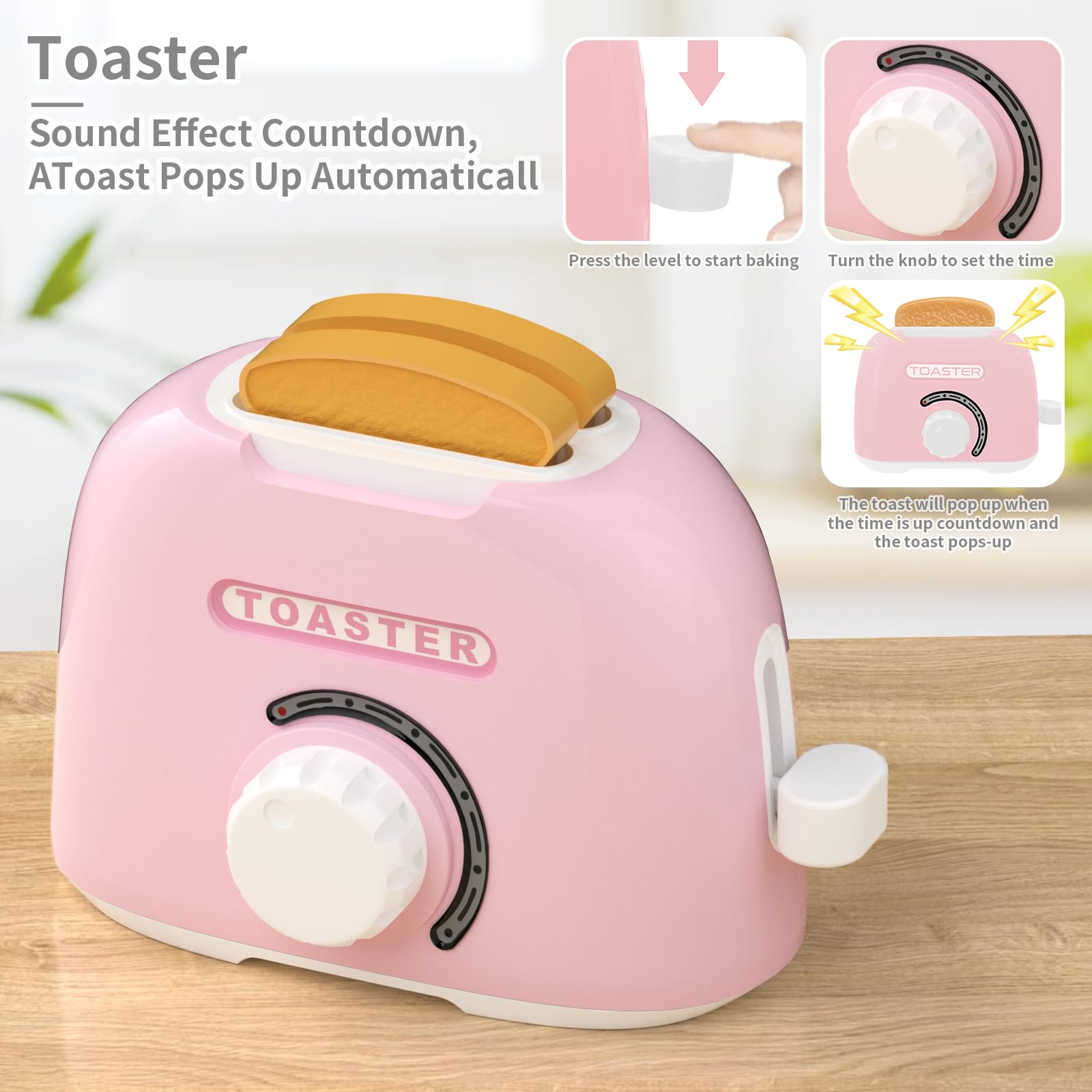 Kitchen Appliances Toys, Toy Kitchen Set for Kids Play Kitchen Accessories Set, Blender, Coffee Maker Machine, Mixer and Toaster. Girls Toys Ages 4-8