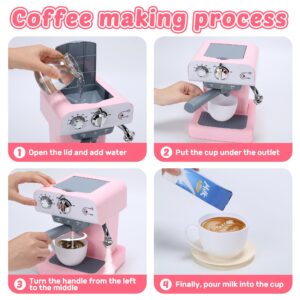 CUTE STONE Toy Coffee Set , Kids Coffee Maker Toy with Sound & Light, Realistic Steam, Play Kitchen Set with Play Food, Toddler Play Kitchen Accessories Gift for Girls and Boys