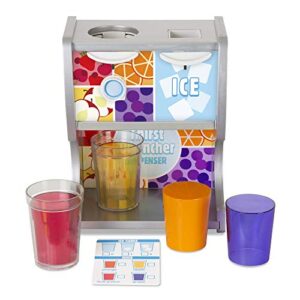 melissa & doug wooden thirst quencher drink dispenser with cups, juice inserts, ice cubes - fsc certified