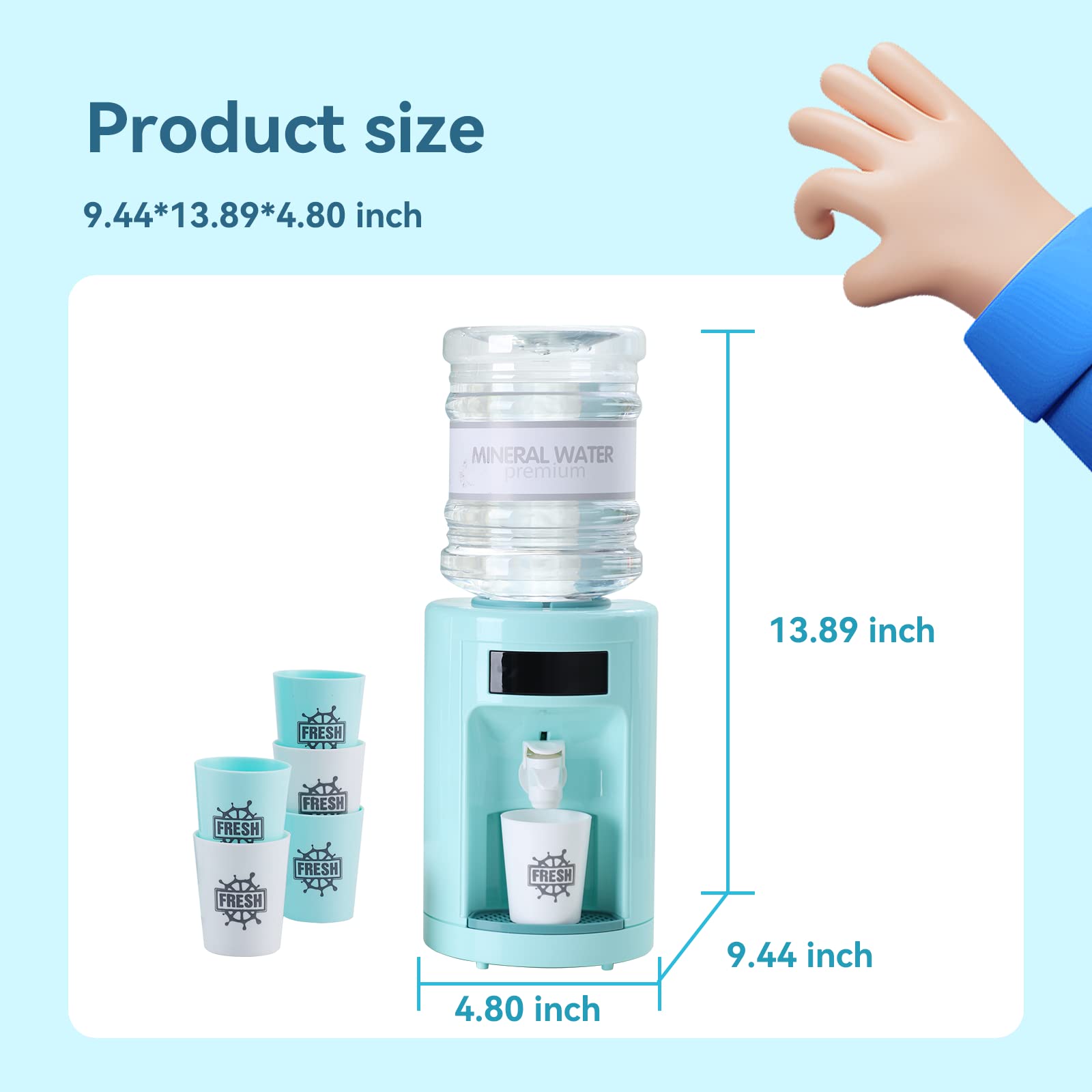 NKTOIEYS Mini Water Dispenser,Pretend Play Kitchen Playsets Kids Water Dispenser, Play Kitchen with Lights and Sounds Small Water Dispenser Age 3+