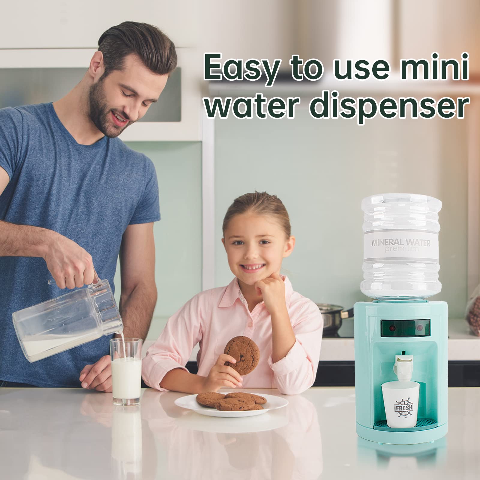 Mini Water Dispenser,Kids Water Dispenser Kids Kitchen Playset with Lights and Effects,Desktop Water Dispenser Toy Kitchen Appliances for Children Ages 3-12