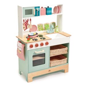 tender leaf toys - mini chef kitchen range- wooden pretend play kitchen set develops social, creative and imaginative skills, gender-neutral - age 3+