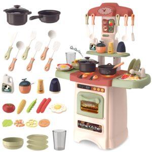 deao kitchen toys for kids kitchen playset toy with sounds and lights role playing game pretend food and cooking playset,26 pcs kitchen accessories set for girls boys kids