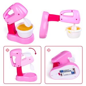 Kitchen Appliances Toy,Kids Kitchen Pretend Accessories Play Set,Coffee Maker Machine,Blender,Mixer and Kettle with Realistic Light and Sounds,Play Kitchen Set for Kids Boys Girls