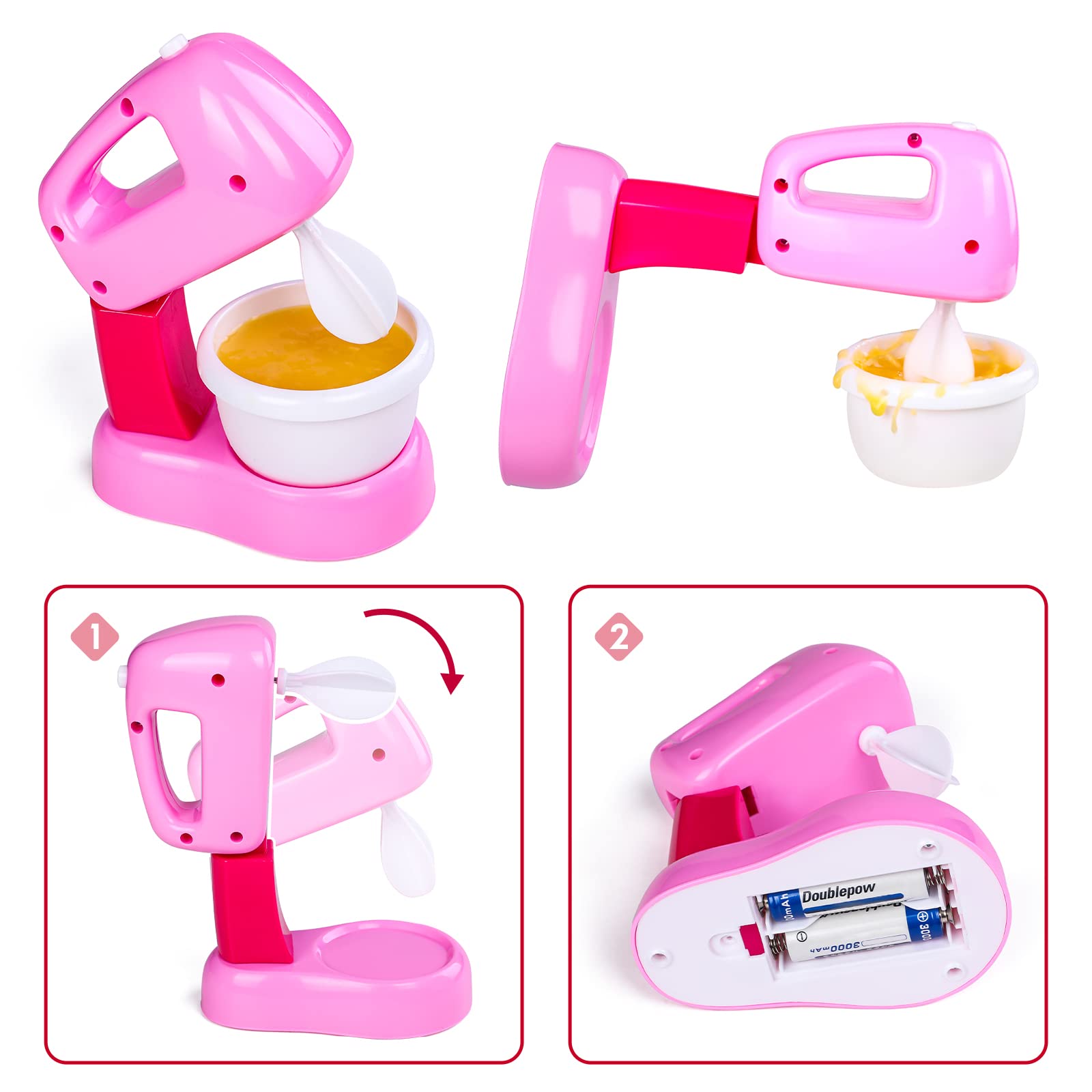 Kitchen Appliances Toy,Kids Kitchen Pretend Accessories Play Set,Coffee Maker Machine,Blender,Mixer and Kettle with Realistic Light and Sounds,Play Kitchen Set for Kids Boys Girls