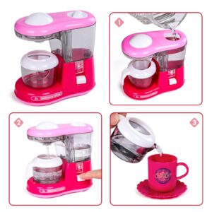 Kitchen Appliances Toy,Kids Kitchen Pretend Accessories Play Set,Coffee Maker Machine,Blender,Mixer and Kettle with Realistic Light and Sounds,Play Kitchen Set for Kids Boys Girls