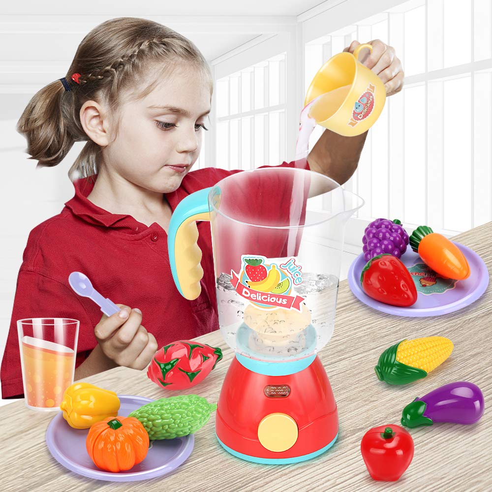 Kids Assorted Kitchen Appliance Toys, Pretend Kitchen Toy Set Includes Coffee Maker ,Blender and Toaster ,Cutting Play Food and Kitchen Utensils Accessories,Learning Gift for Toddlers Baby Girls Boys