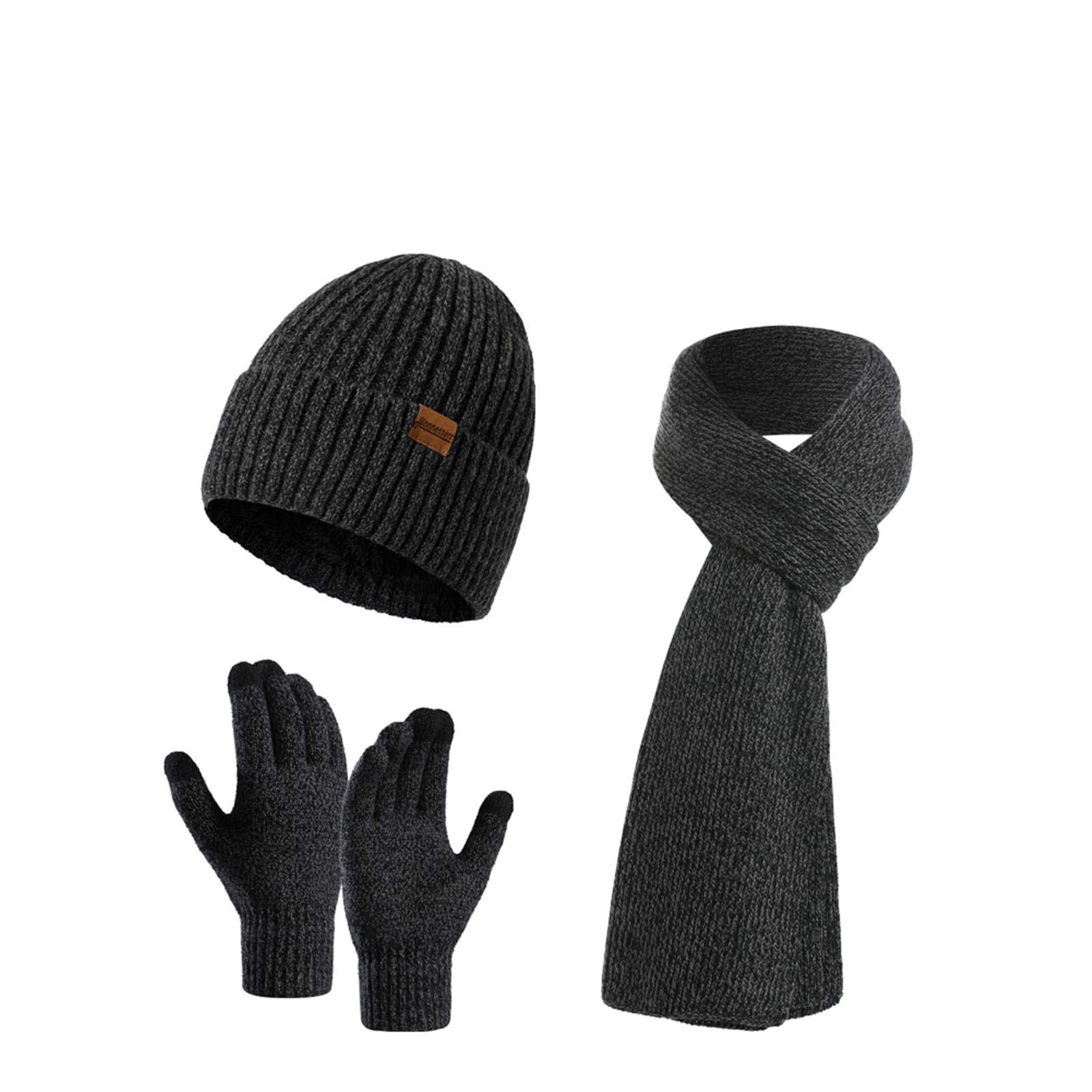 Honnesserry Winter Hats Scarf for Men with Touchscreen Gloves Warm Men's Scaves and Beanie Hat Themal Gloves Set