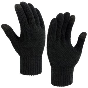 winter touchscreen gloves for men - thermal soft knit gloves for running, driving and hiking